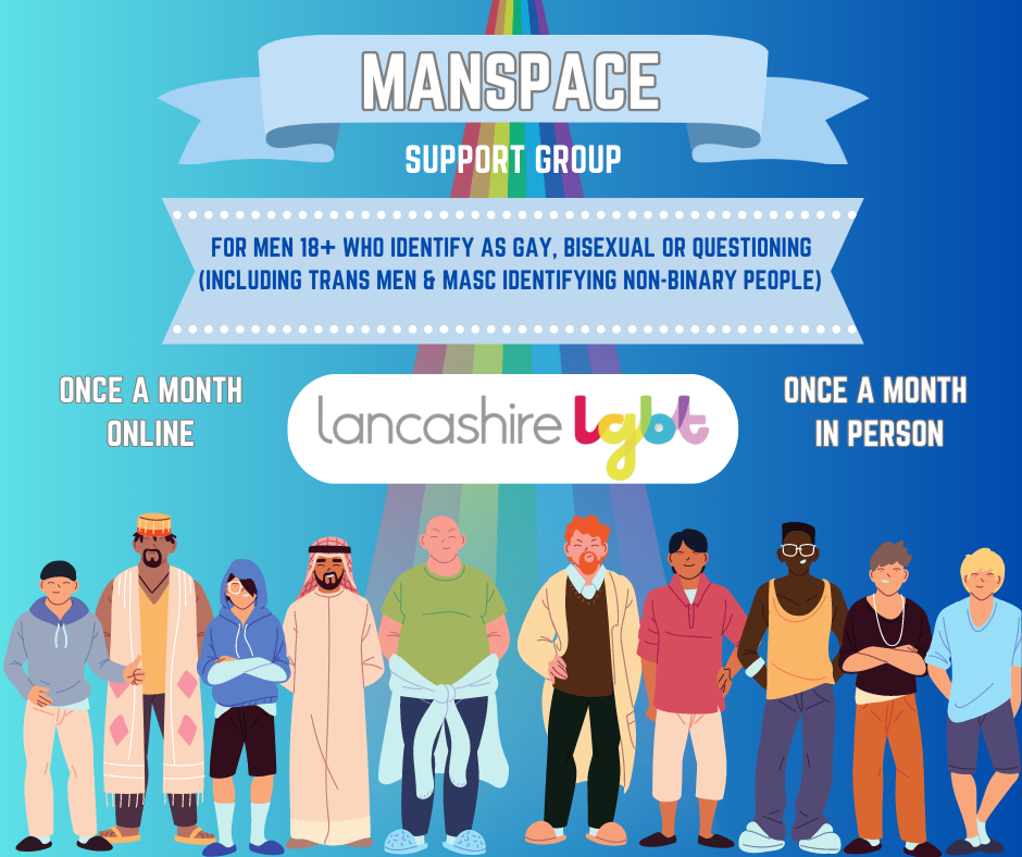 MANSPACE Online & In-Person Support Group – 12th June & 26th June - Lancashire LGBT - Happier ...
