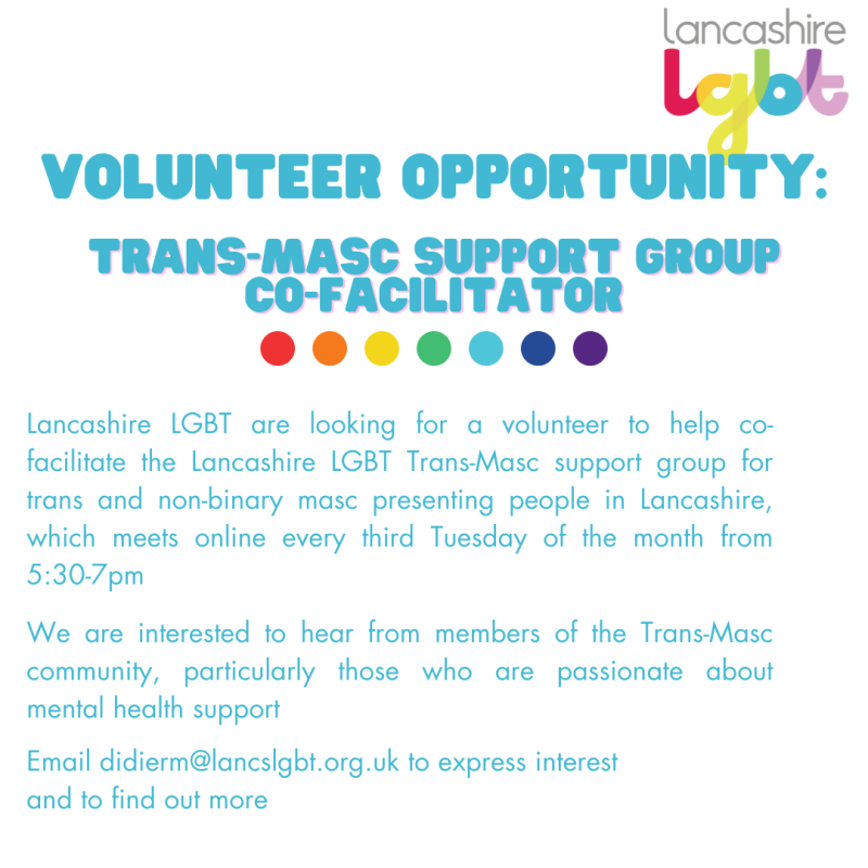Volunteer opportunity: Trans-Masc support group - Lancashire LGBT ...